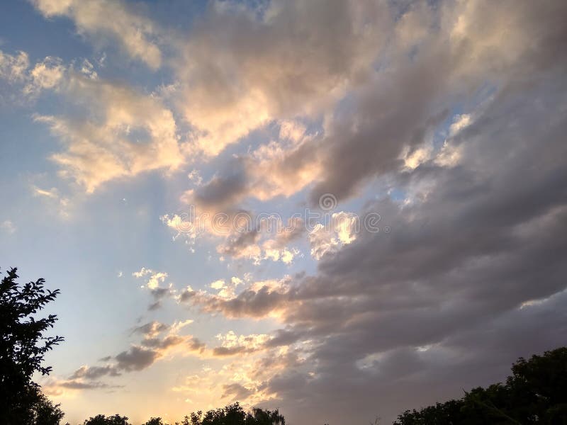 Clouds at Sunset Lit by the Sun Evening Stock Photo - Image of sunlight ...