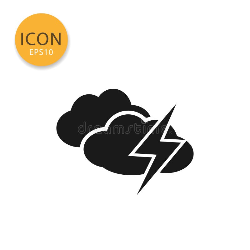 Clouds with Thunder Icon Isolated Flat Style. Stock Illustration ...
