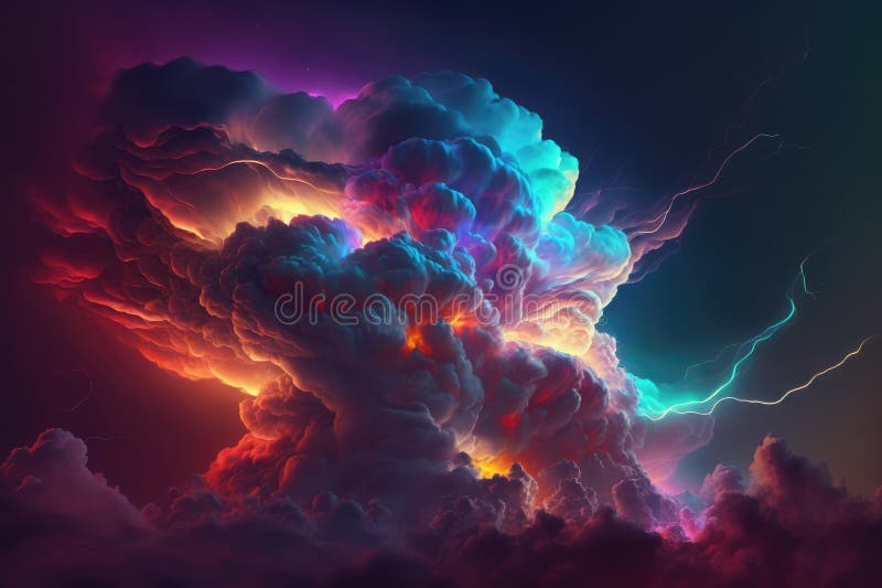 Clouds and Thunder Lightnings and Storm.Generative AI Stock ...