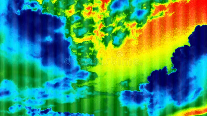 Infrared Thermovision Image Panorama of Big City, Showing Difference ...