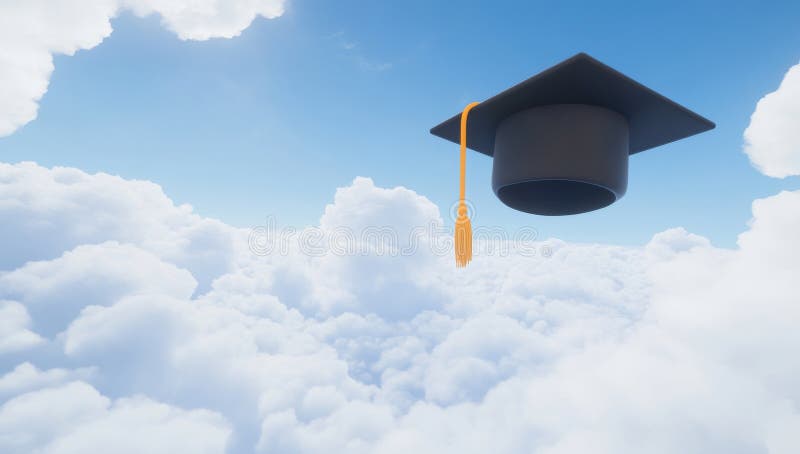 The Clouds are Topped with a Globe that Has a Graduation Cap Positioned ...