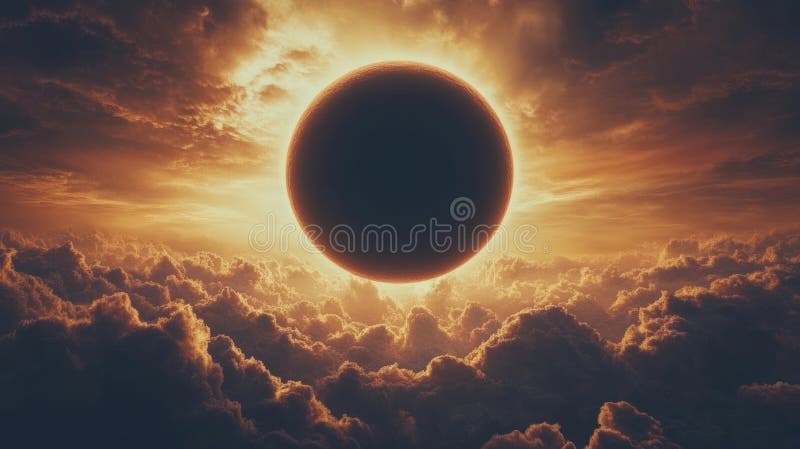 Through the Clouds, a Total Solar Eclipse Was Visible in the Dark Blue ...