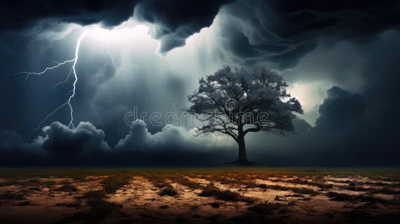 Clouds tree in storm stock illustration. Illustration of tree - 374201145