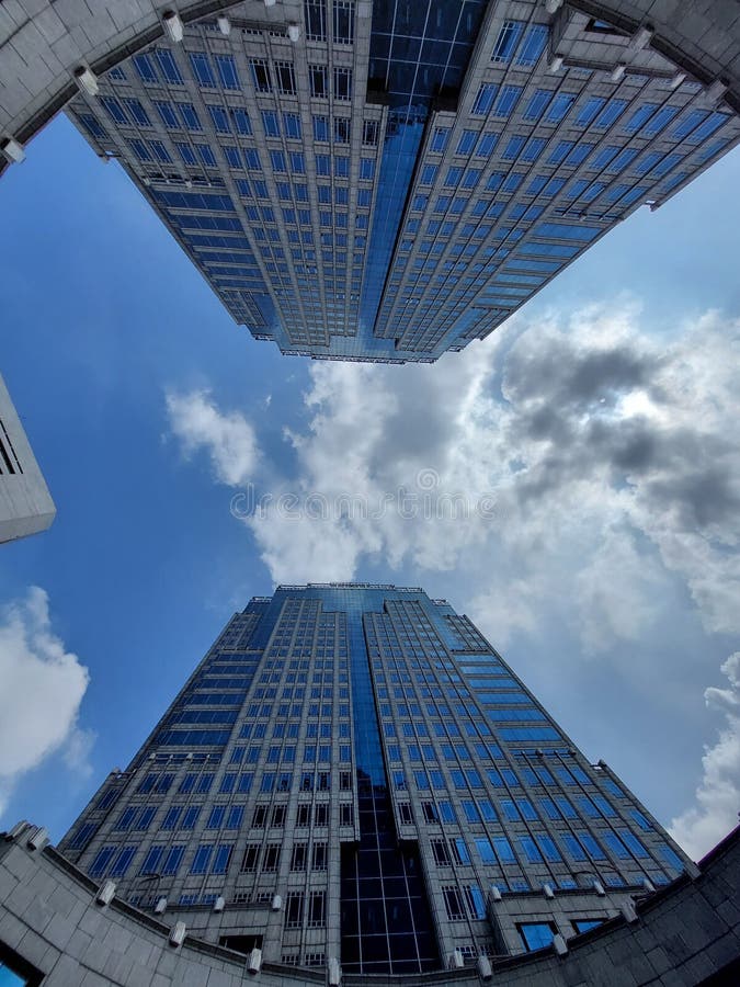 Clouds between the Two Twin Buildings Stock Photo - Image of line ...