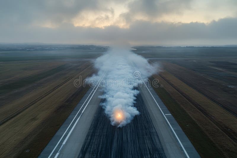 Clouds of Vapor Billow from the Runway of an Open Airfield Under a ...