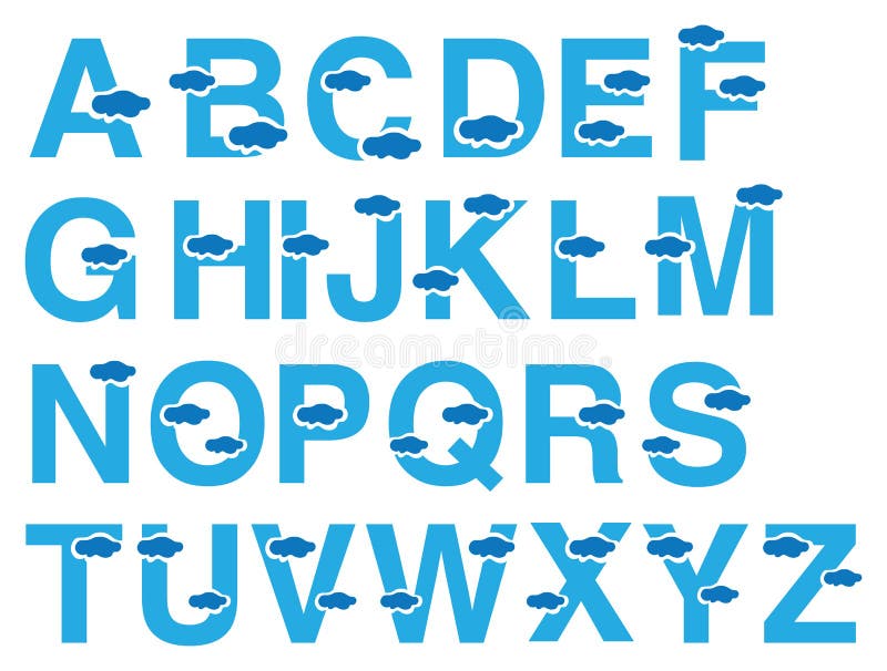 Clouds Vector Font Design stock vector. Illustration of elementary ...