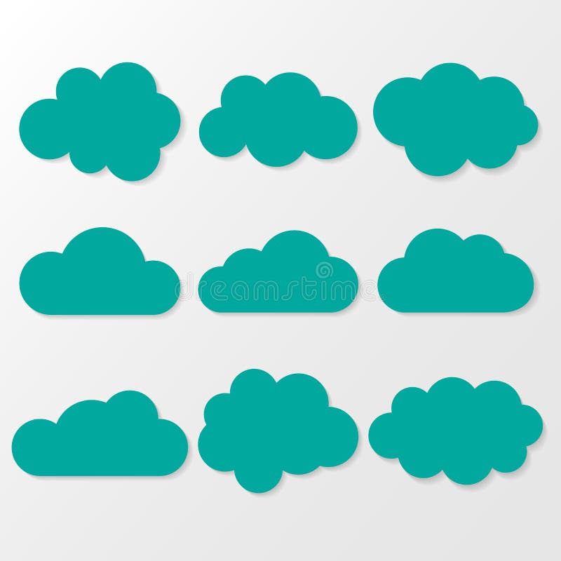 Clouds Vector Icon Set with the Shadow Stock Illustration ...