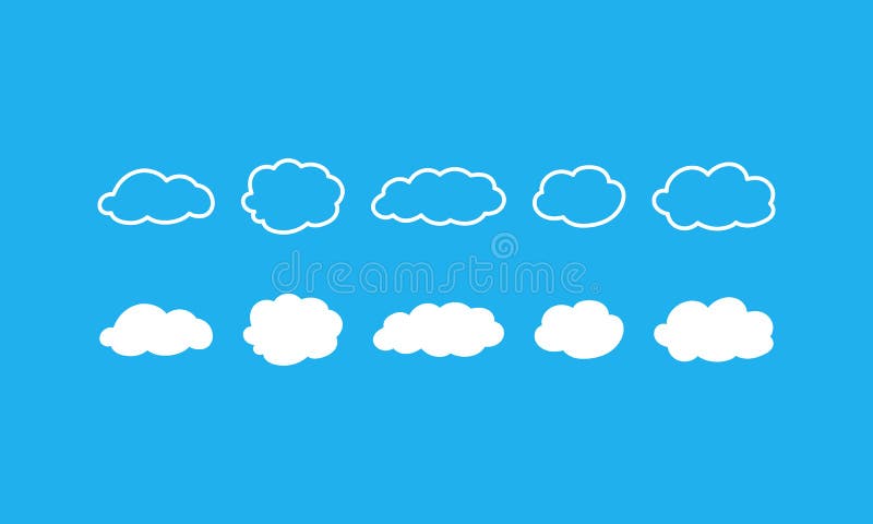 Clouds Vector Illustration Set. Clouds in Flat and Linear Style. Vector ...