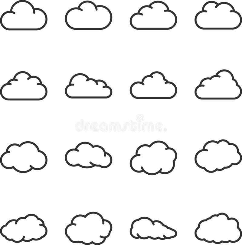 Clouds Weather Icon Set. Simple Clouds Shape Vector Illustration Stock ...
