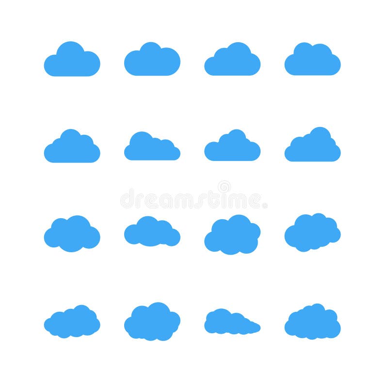Clouds Weather Icon Set. Simple Clouds Shape Vector Illustration Stock ...