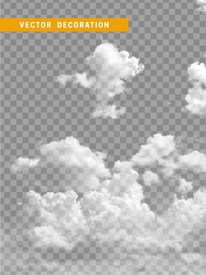Clouds White Realistic Isolated on Transparent Background Stock Vector ...