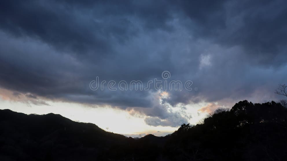 Cloudscape, Beautiful Clouds in the Sky and the Mountains at Sunset ...