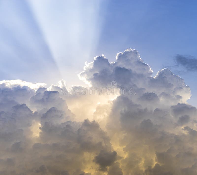 Sun Rays Behind the Clouds.Bright Sky Stock Image - Image of beam ...