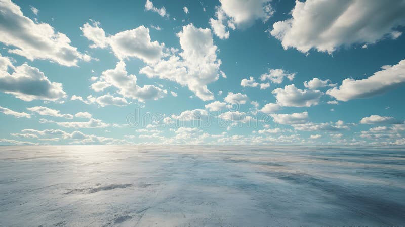 Cloudscape 3D Render - Cloudy Sky with Horizon Stock Illustration - Illustration of formations ...