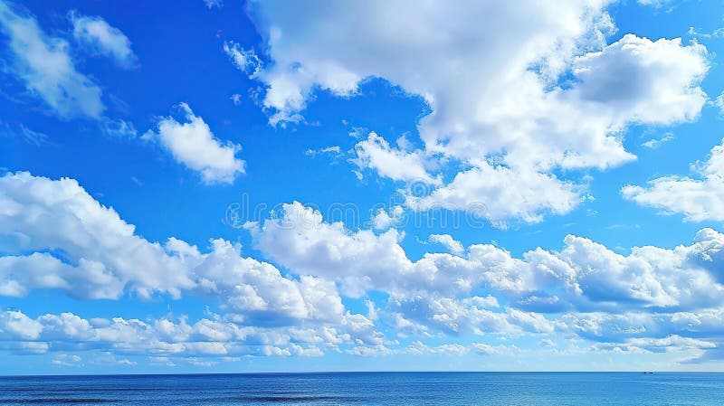 Cloudscape Over the Ocean stock illustration. Illustration of airy ...