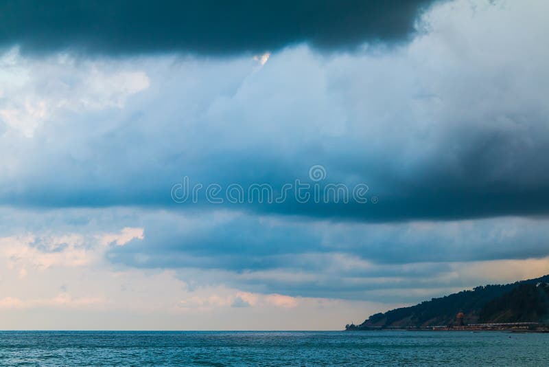 Cloudscape with Parallel Rainy Clouds Stock Photo - Image of surface ...