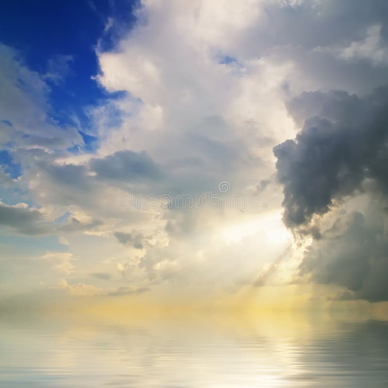Cloudscape Reflection on Calm Water Stock Image - Image of water ...