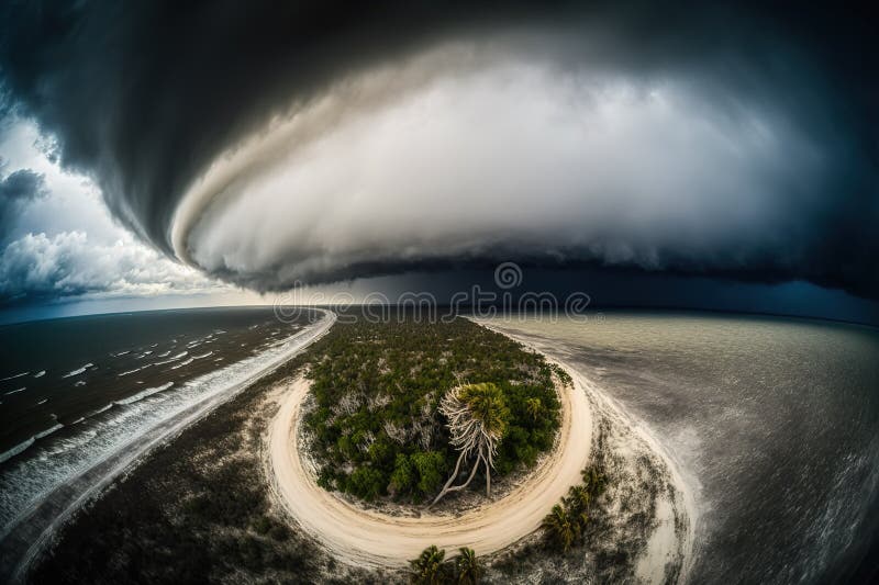 Cloudscape of Severe Weather of Cyclone by the Beach. Natural Disaster ...