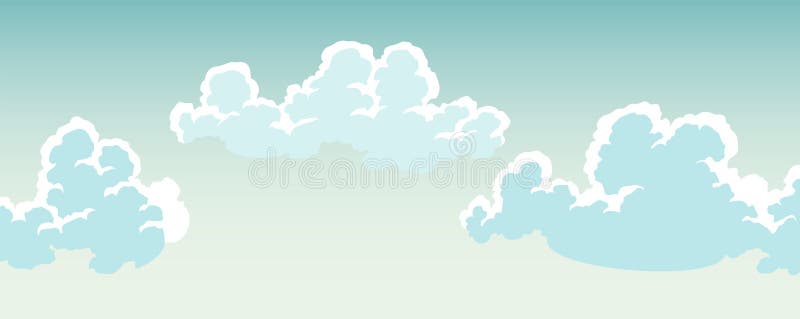 Cloudscape Sky Cartoon Background. Light Blue Daytime Sky with White ...