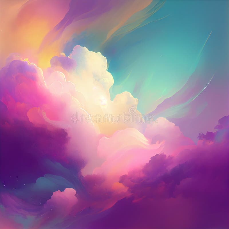 Cloudscape with Vibrant Pastel Colours, Calming Background Stock ...