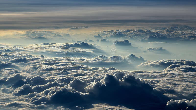 Cloudscape View from Above with Densely Packed Cumulus Clouds. Fluffy ...