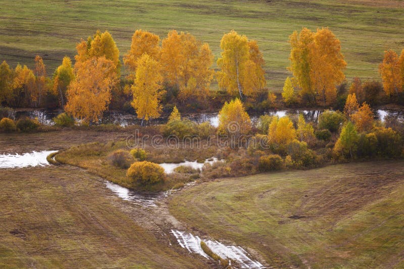 Cloudy Autumn Landscape with River Stock Photo - Image of nature ...