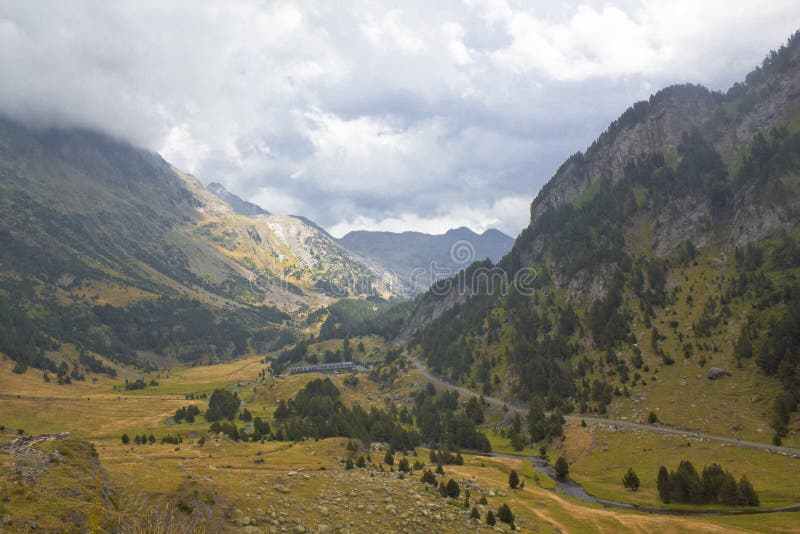 Cloudy Benasque valley stock image. Image of place, cloudy - 76140163
