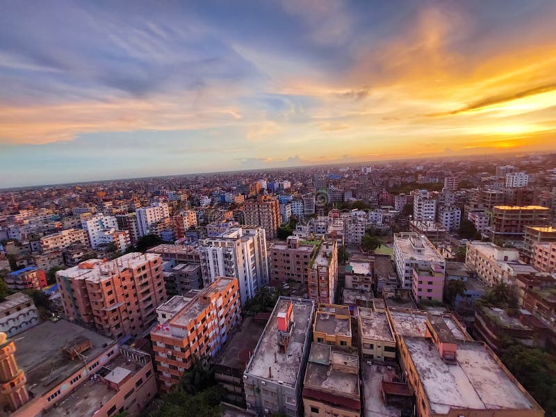 Cloudy Blue Sky in the Gap of High Raise Building Stock Photo - Image ...