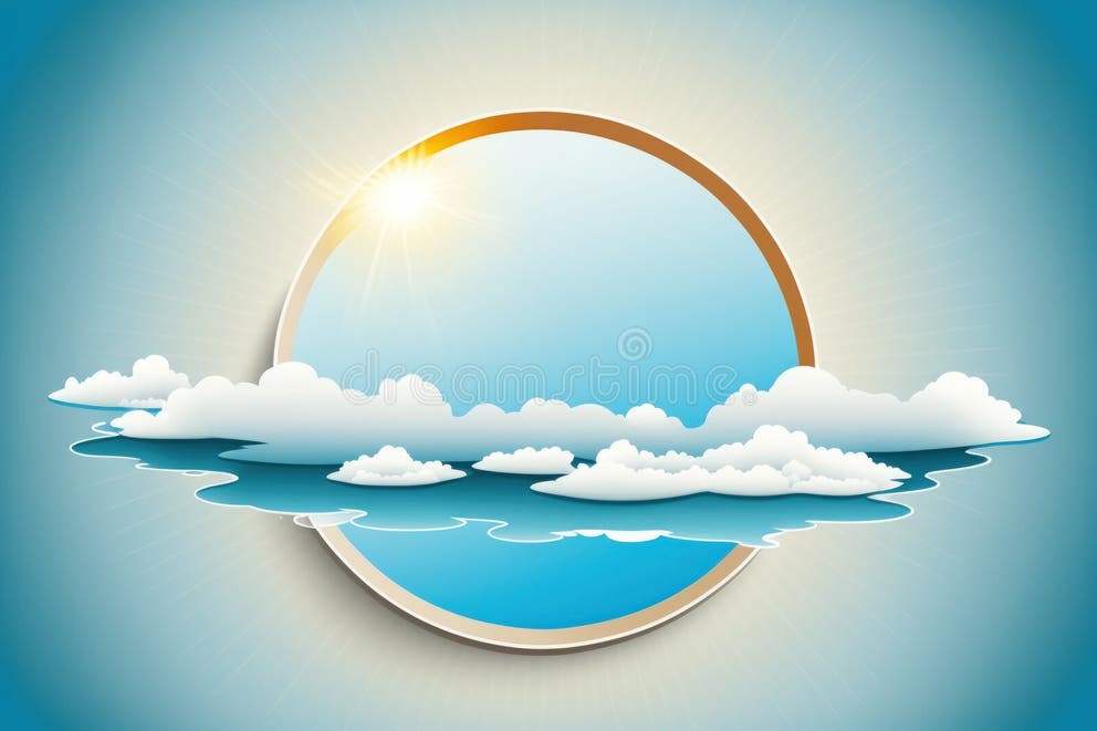 Cloudy Blue Sky with a Spot for Your Text and a Reflection of the Sun ...