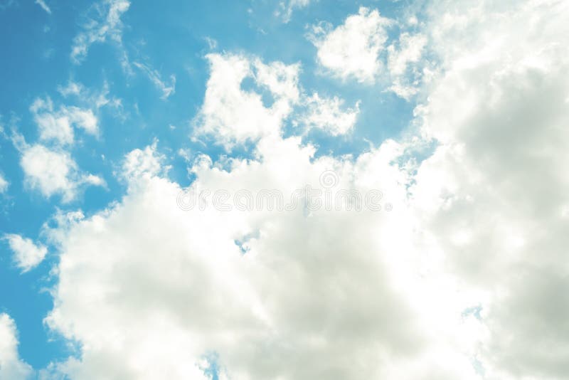 Cloudy Blue Sky with White Cloud in Daytime, Warm Tone Color and Space ...