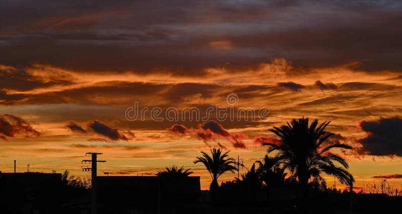 Cloudy Bright Sky during Sunset Stock Photo - Image of outdoor, night ...