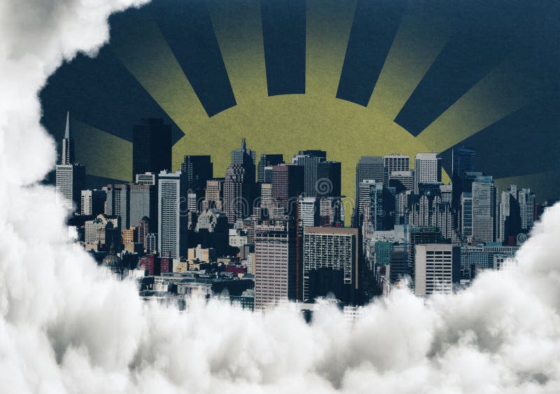 Creative City Background with Glowing Connections. Urban Technology ...