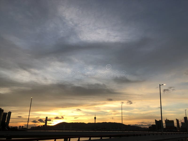 Devil and Angel Sky View at Friendship Bridge, Macau Stock Image ...