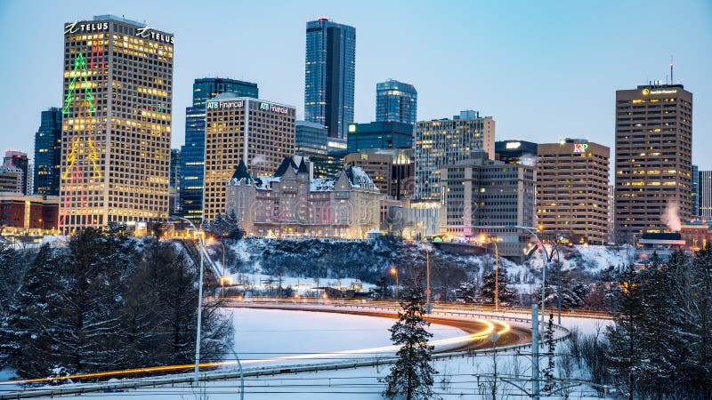 Winters Evening in Downtown Edmonton Editorial Image - Image of winters ...