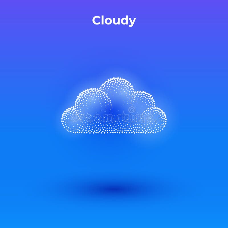Cloudy 3d Icon with Transparent Effect. Halftone Weather Simple Icon ...