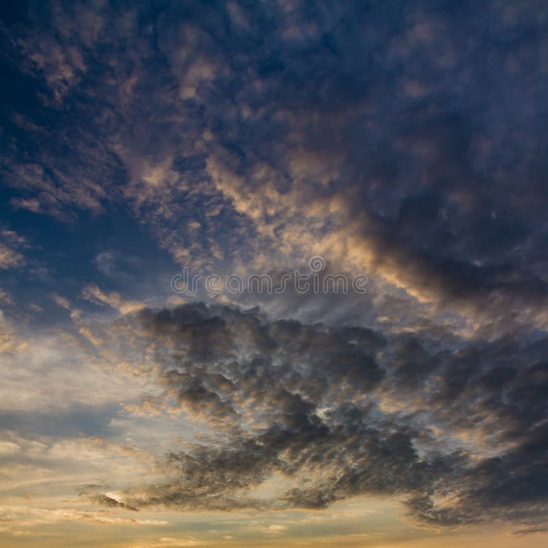 Cloudy Dark Blue Sky during Sunset Stock Photo - Image of dark, clouds ...