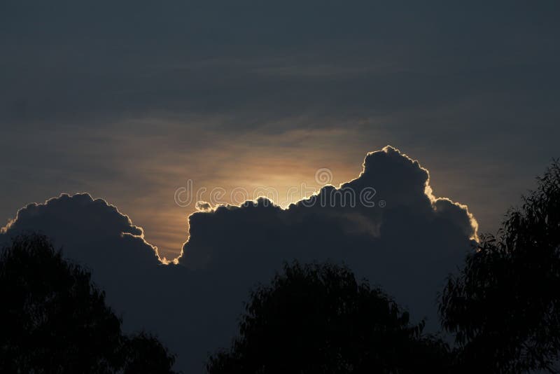 Cloudy Dark Sky Over the Trees Stock Image - Image of beautiful ...