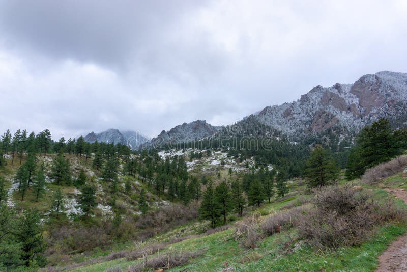 Cloudy Day Hiking in Winter in Boulder, Colorado Stock Photo - Image of ...