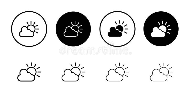 Cloudy Day Icon Flat Fill Set Collection Stock Vector - Illustration of ...