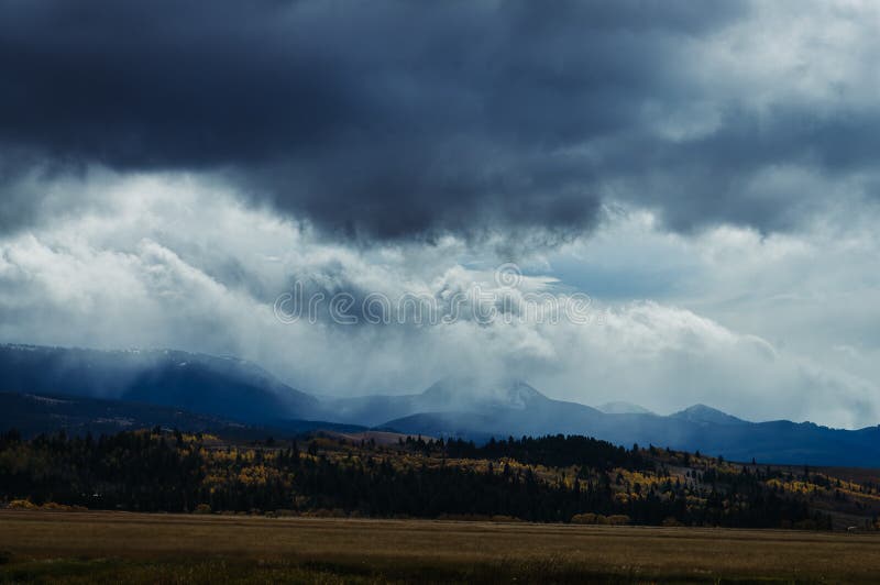 Cloudy Day in Jackson Hole, Wyoming Stock Photo - Image of dusk, clouds ...