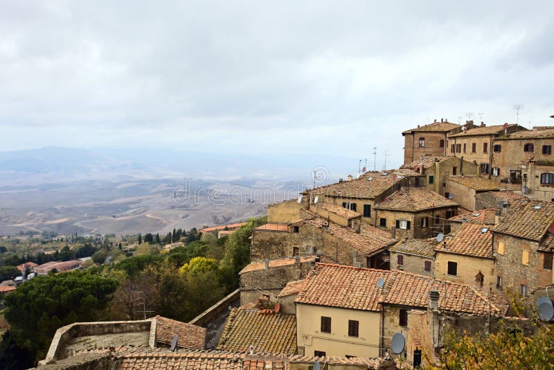 Cloudy Day in October.Tuscany. Stock Image - Image of italian, houses ...