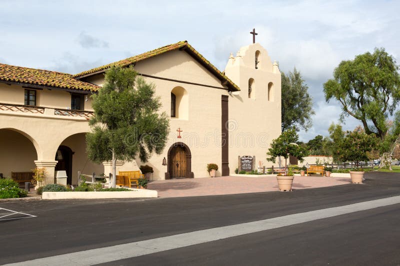 Cloudy Day at Santa Ines Mission California Stock Image - Image of ...