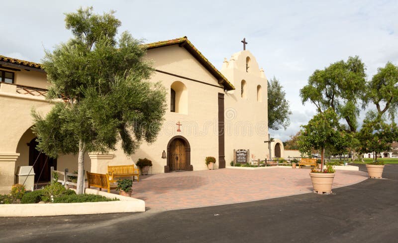 Cloudy Day at Santa Ines Mission California Stock Image - Image of ...