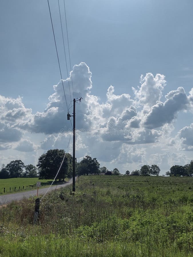 Cloudy days in the field stock photo. Image of hill - 250655534