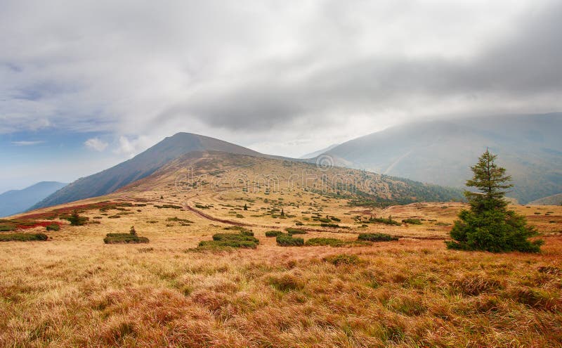 Cloudy Fall Day on Svidovetskom Ridge Stock Image - Image of colorful ...