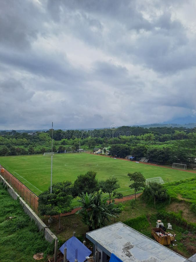 Cloudy, Football Field, Large, Beautiful Scenery Stock Photo - Image of ...