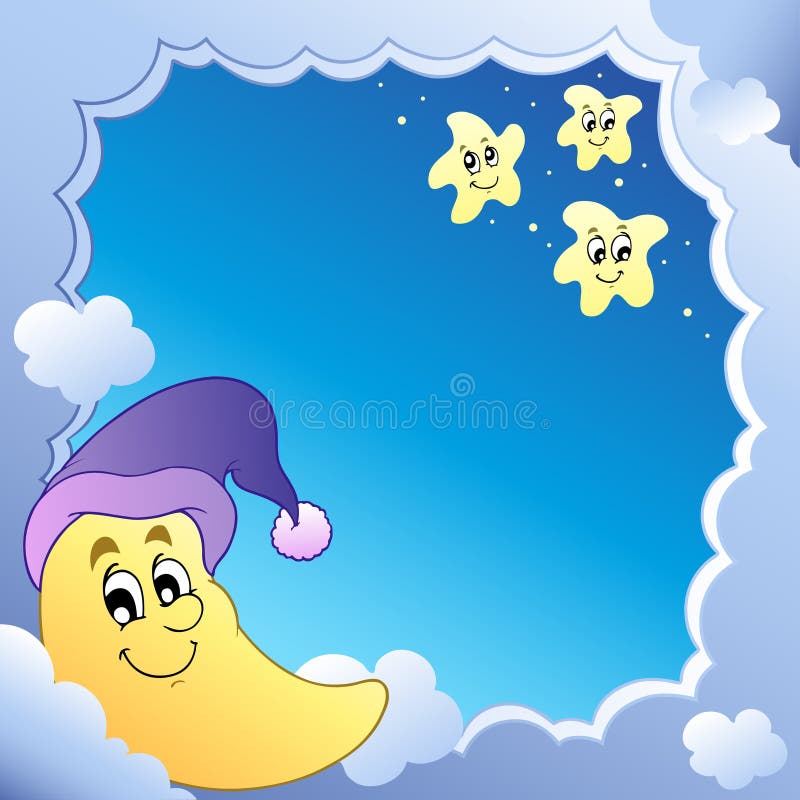 Cloudy frame with Moon 1 stock vector. Illustration of draw - 18859290