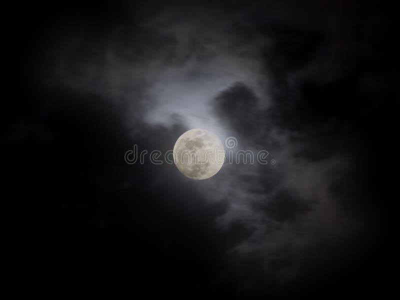 Cloudy full moon night stock photo. Image of glowing - 233452048