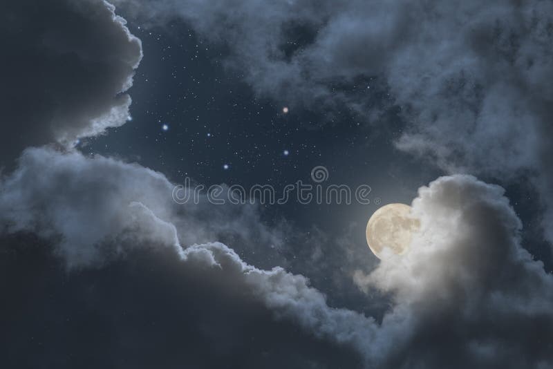 Cloudy full moon night stock photo. Image of horizon - 257609588