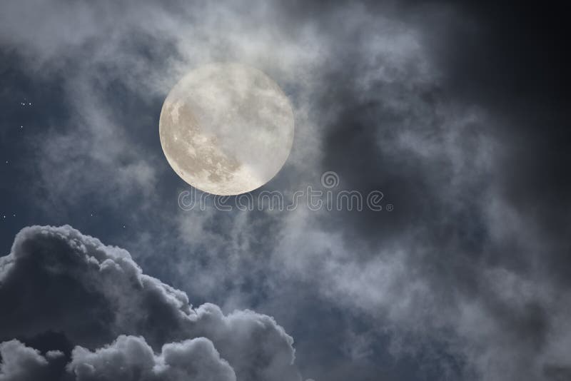 Cloudy full moon night stock image. Image of illuminated - 193409335